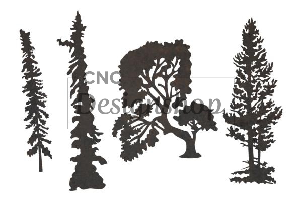 Four_Tree_Scenes DXF File for CNC